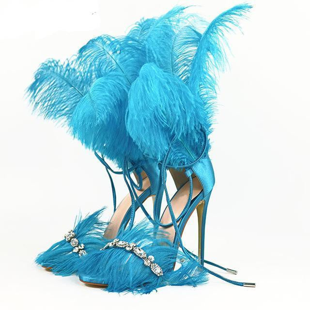 Fur High Heels with Feathers on Back – Premiwear.com