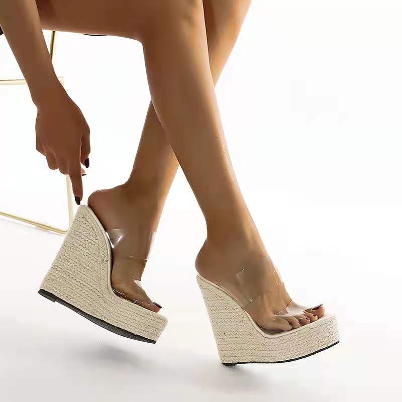 Clear Double Band Platform Wedge Heel Mules – Premiwear.com