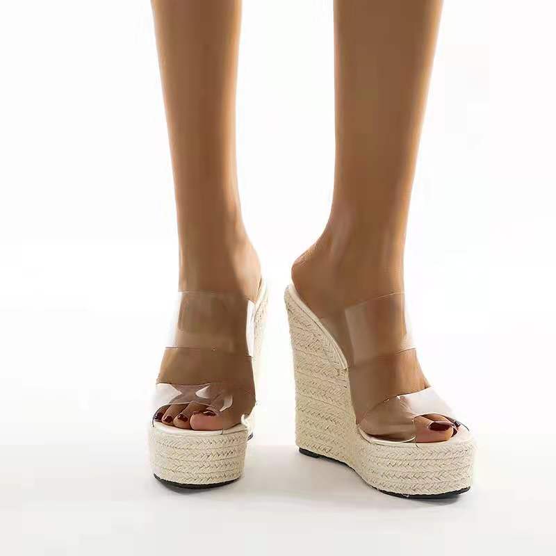 Clear Double Band Platform Wedge Heel Mules – Premiwear.com