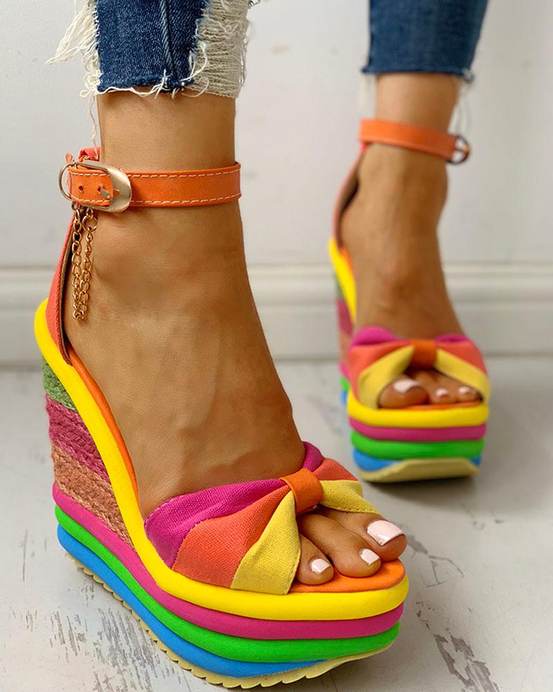 Colorful Rainbow Platform Wedge Sandals – Premiwear.com