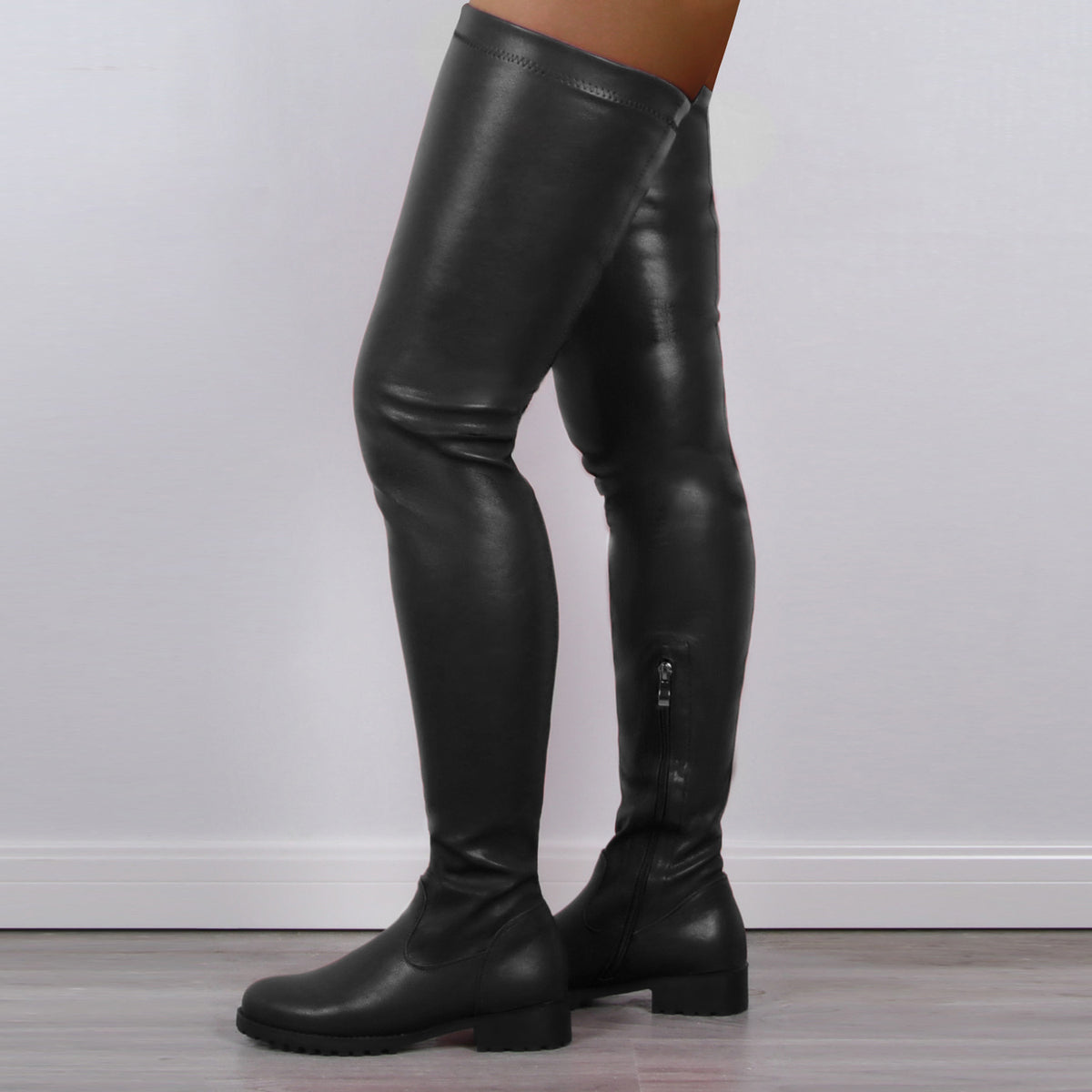 Women's Long Elastic Boots with Low Thick Heels – Premiwear.com