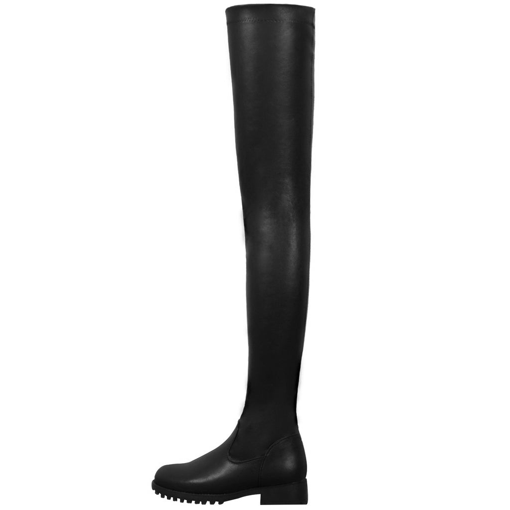 Women's Long Elastic Boots with Low Thick Heels – Premiwear.com