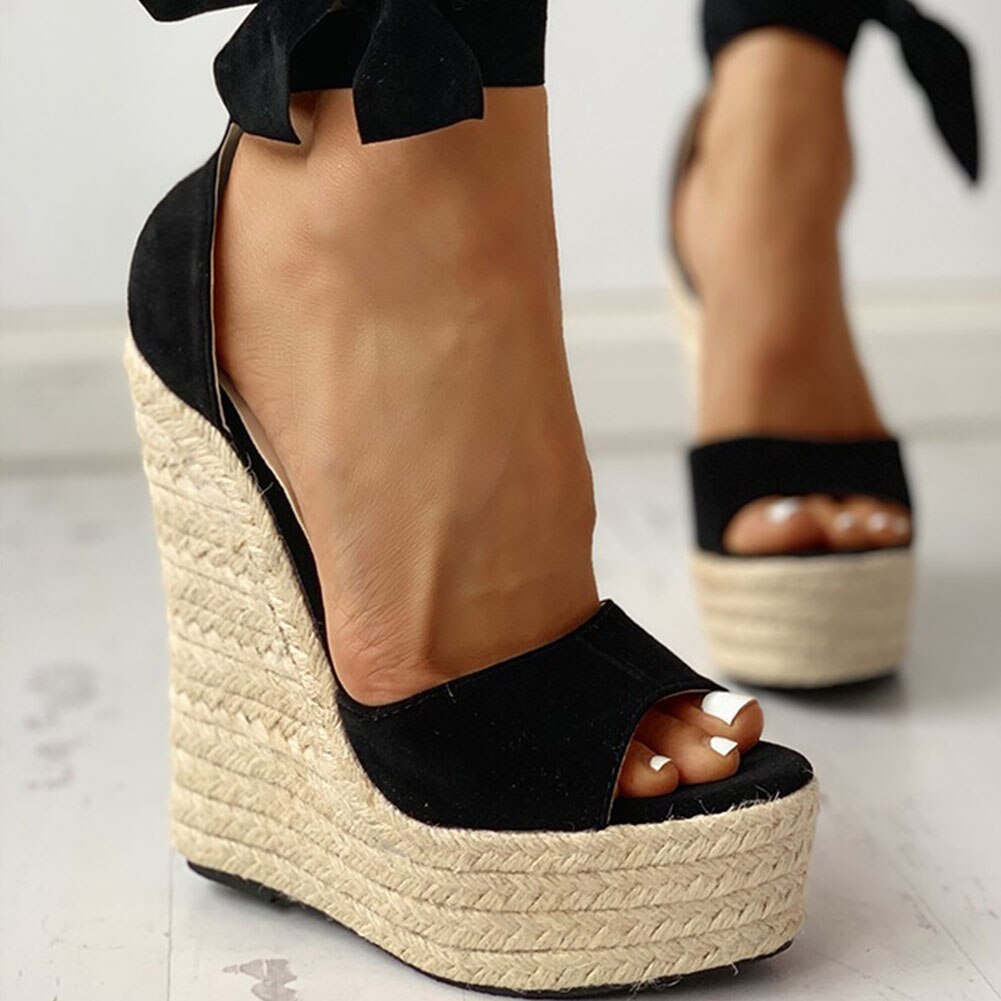Lace Up Platform Wedge Sandals – Premiwear.com