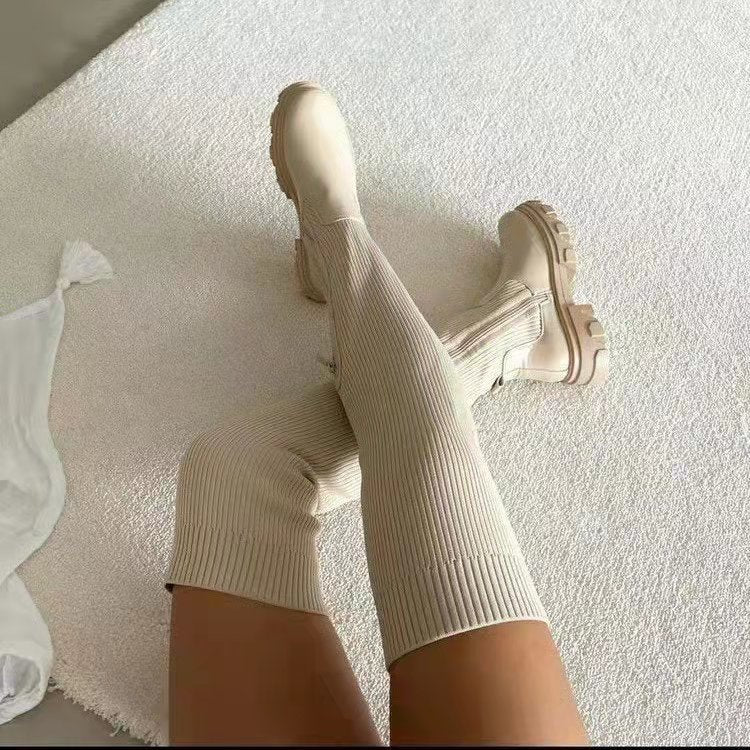 Elastic Knitted Thigh High Boots – Premiwear.com